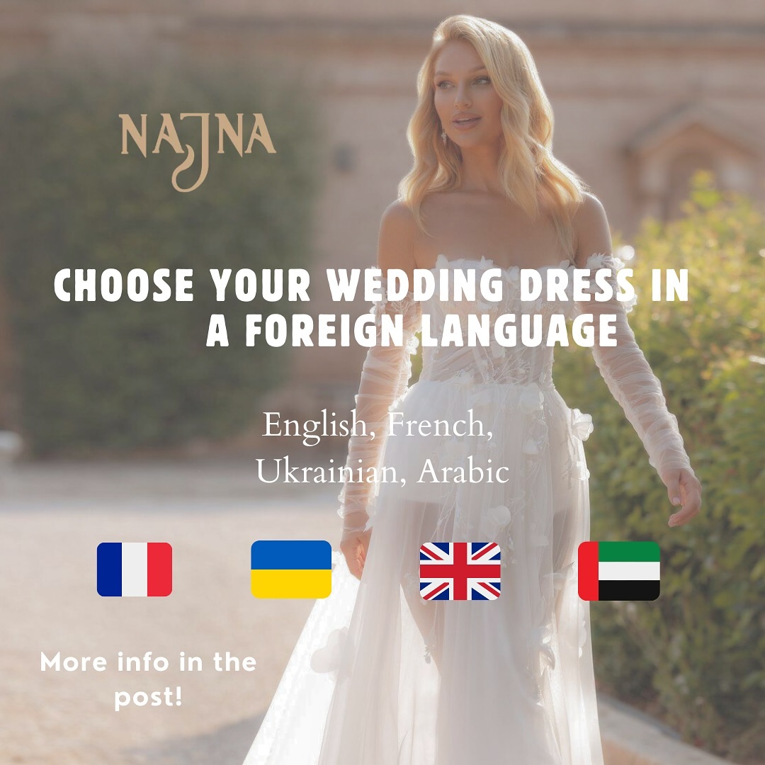 Choose your wedding dress in a foreign language
